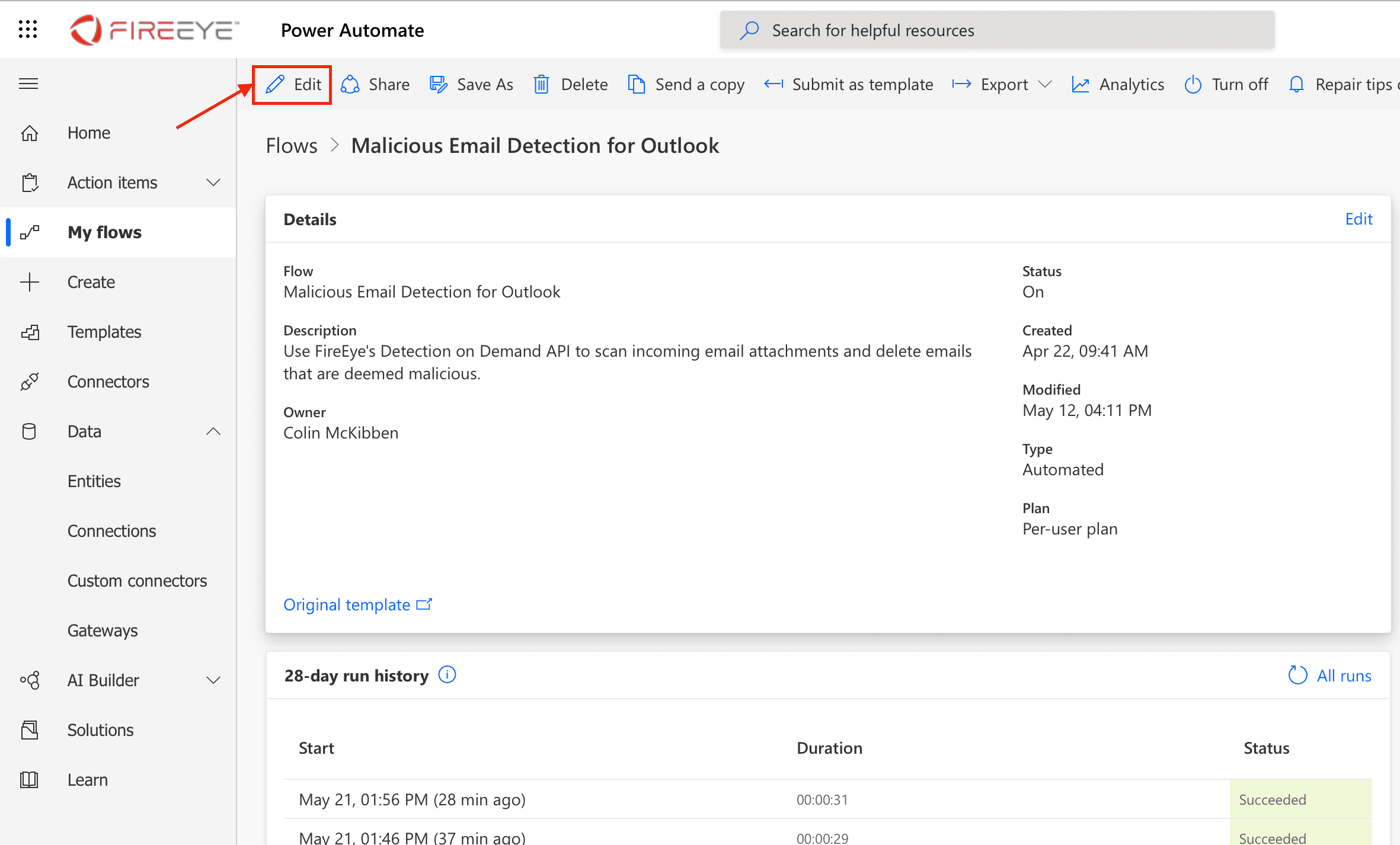 Integrating via Microsoft Power Automate | FireEye Developer Hub